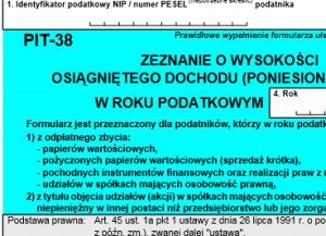 PIT-38 (DOCHODY KAPITAŁOWE) - Rozliczenie PIT przez Internet 2019 / 2020